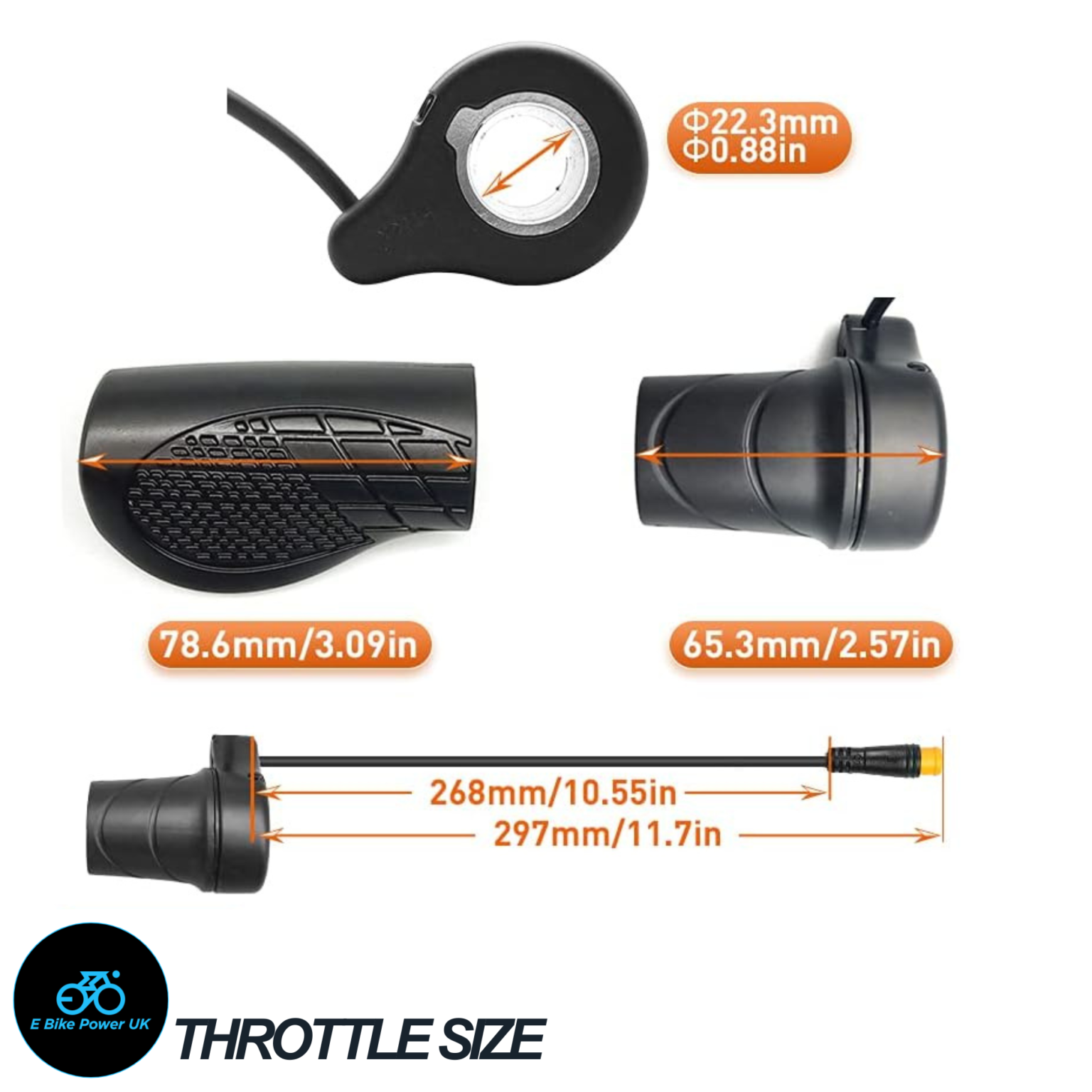 Half Twist Throttle Electric Ebike Right Hand 3 Pin E Bike Grip Twist ...