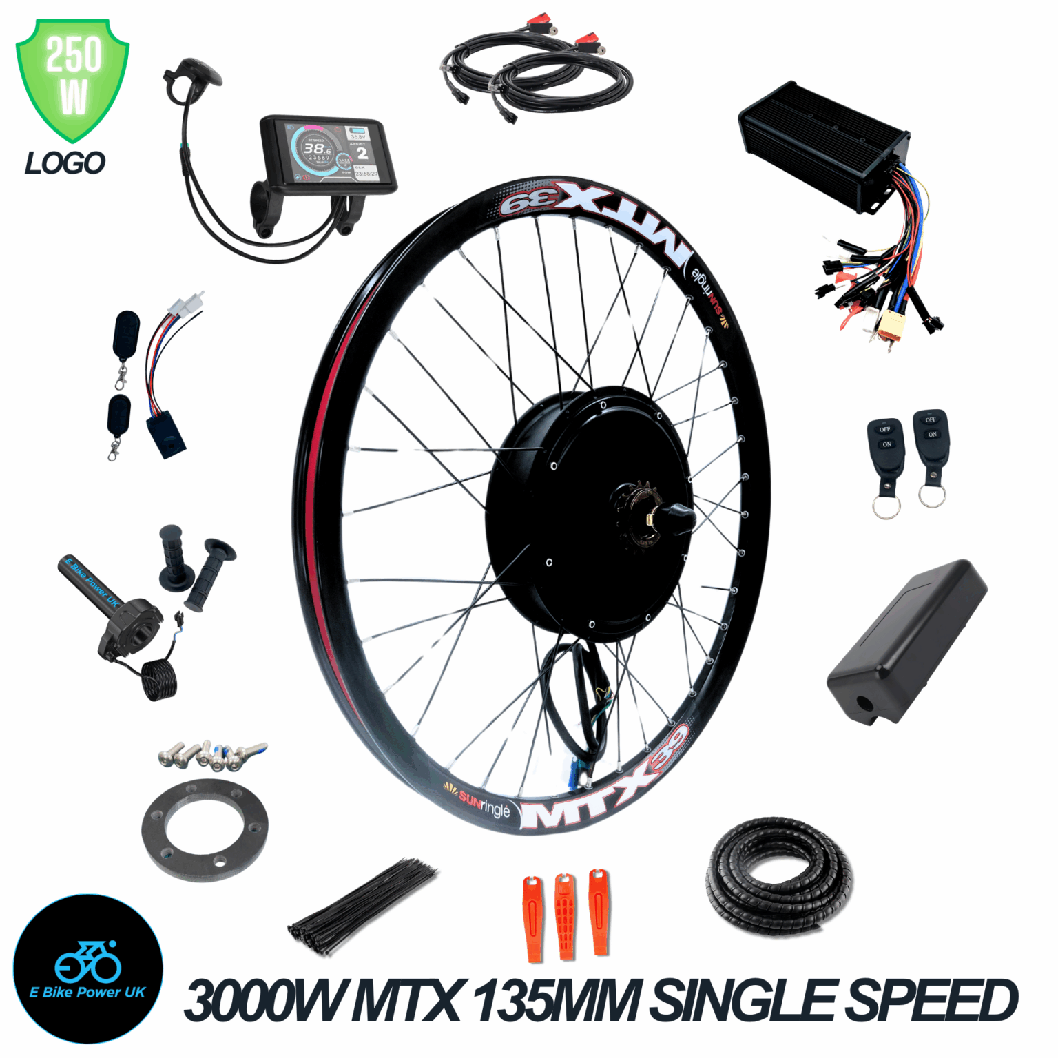 3000W E Bike Conversion Kit 60 Amp, 72V, Rear Wheel Single Speed 135mm ...
