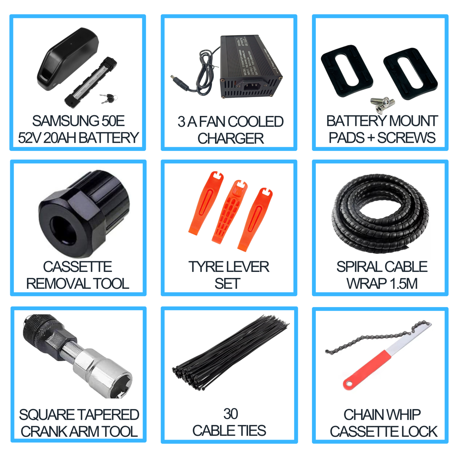 2000W E-Bike Conversion Kit Samsung 52V 20AH Battery Colour Display ...