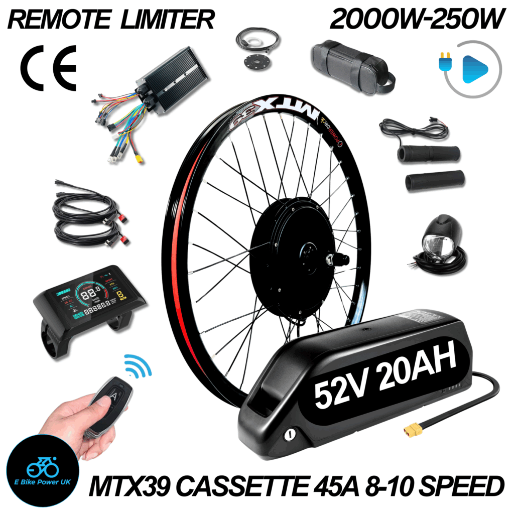 2000W E-Bike Conversion Kit Samsung 52V 20AH Battery Colour Display ...